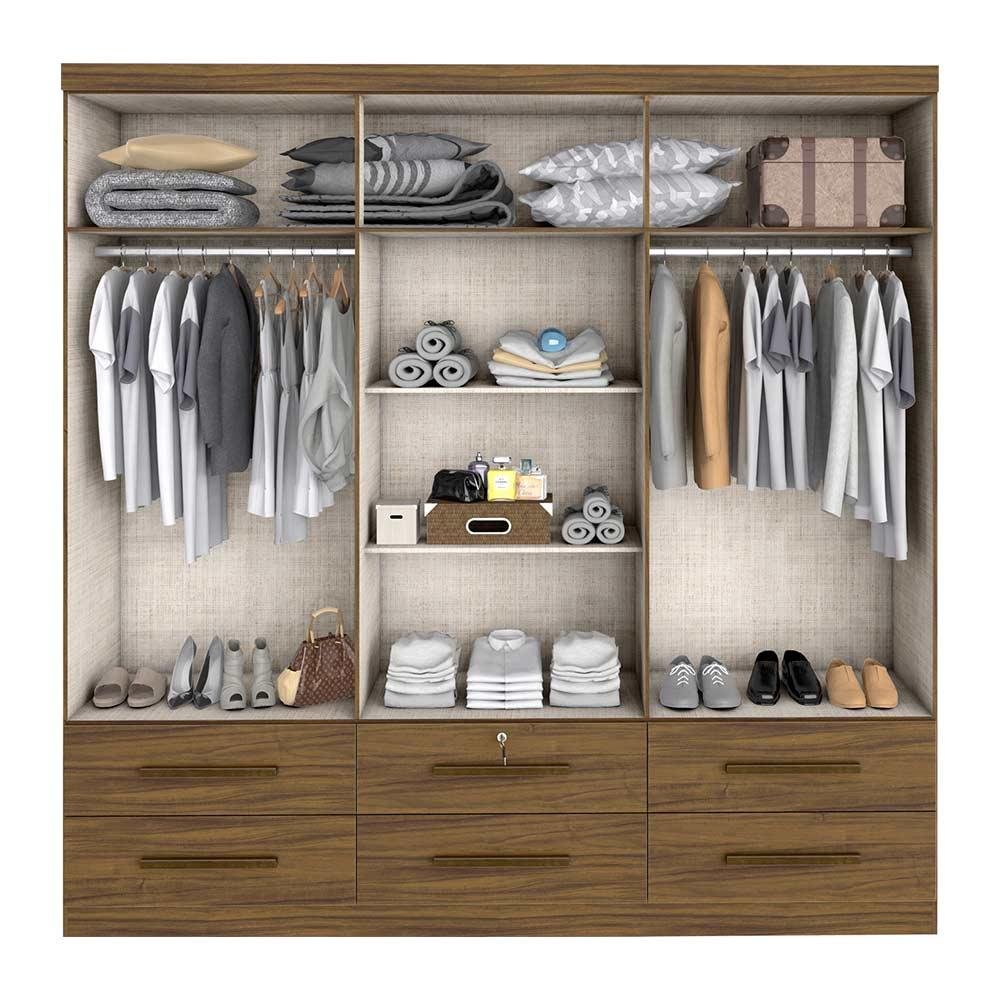 Guarda Roupa Casal Grande 6 Portas Nogal Maximus Plus Zanzini ...