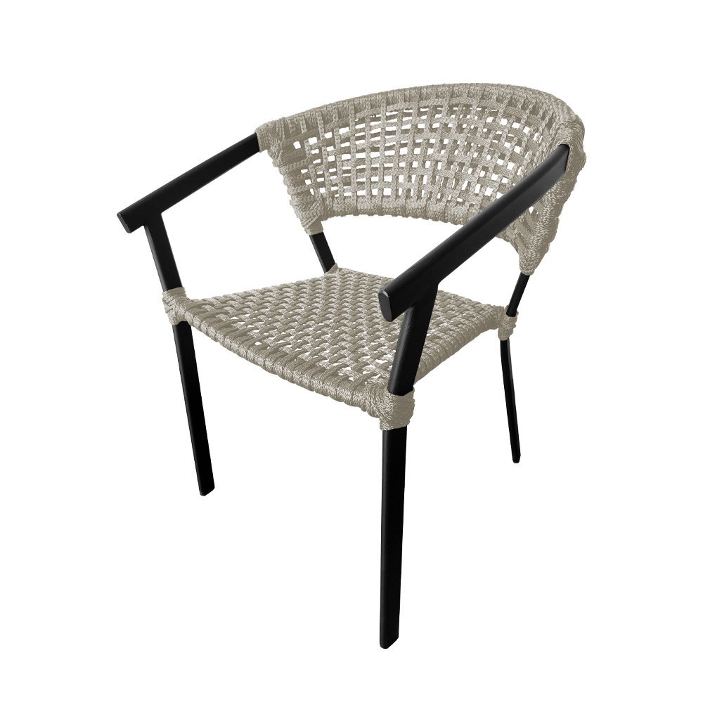 Cadeira Sofia Corda Náutica Base em Alumínio Preto/areia | MadeiraMadeira