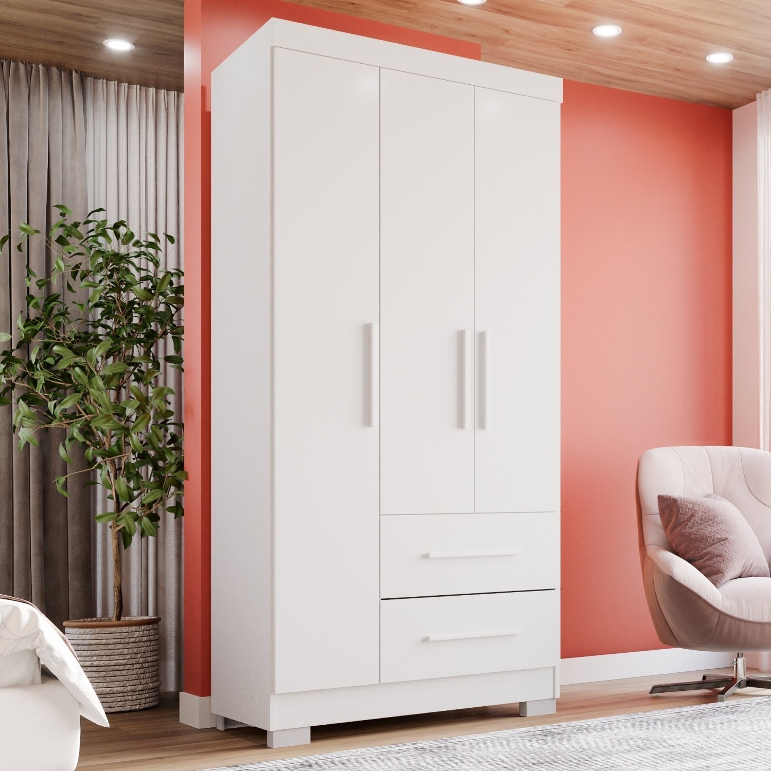 Guarda-roupa Solteiro 3 Portas 2 Gavetas Estrela Premium | MadeiraMadeira