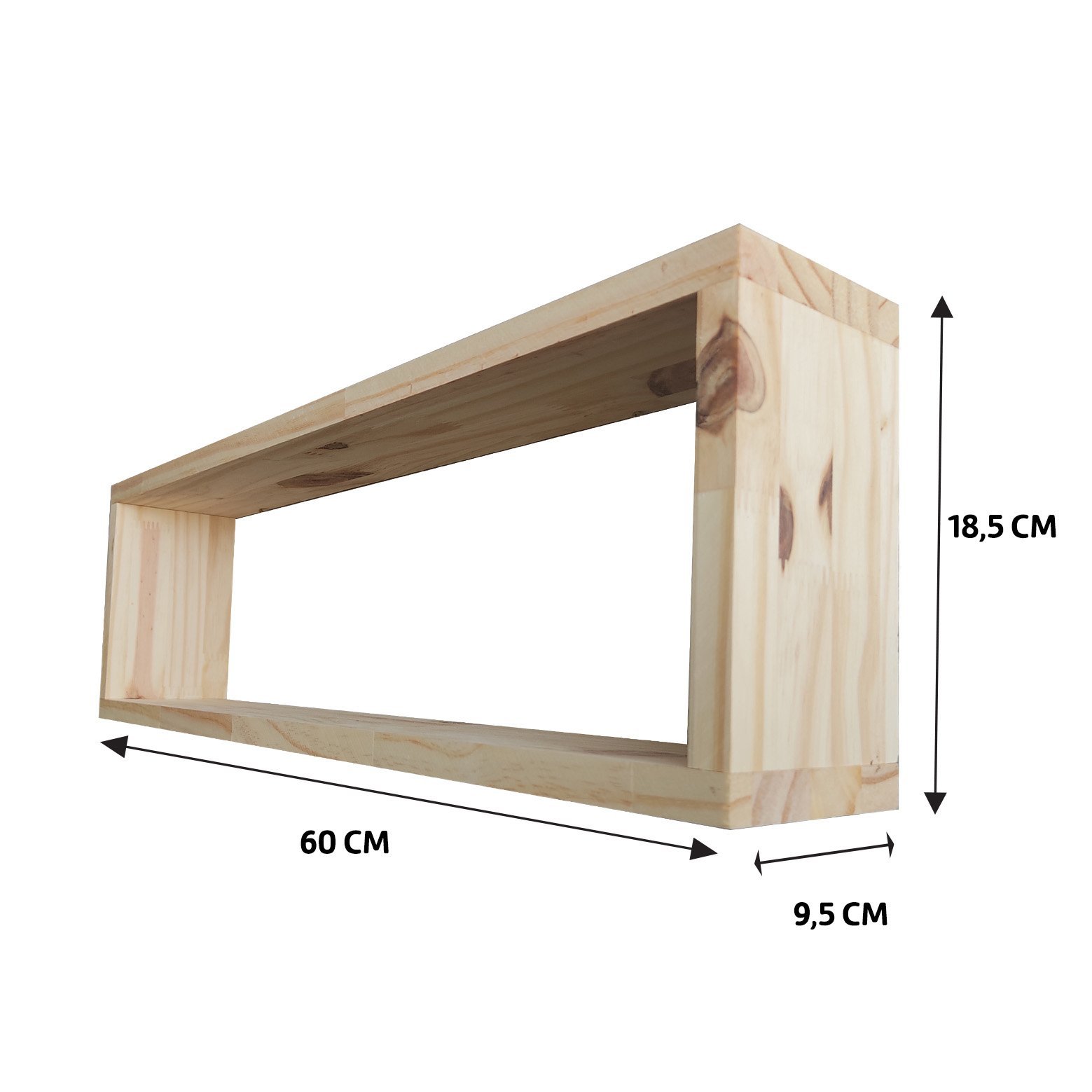 Kit 3 Nichos Madeira Pinus Retangular Decorativo Rústico P | MadeiraMadeira