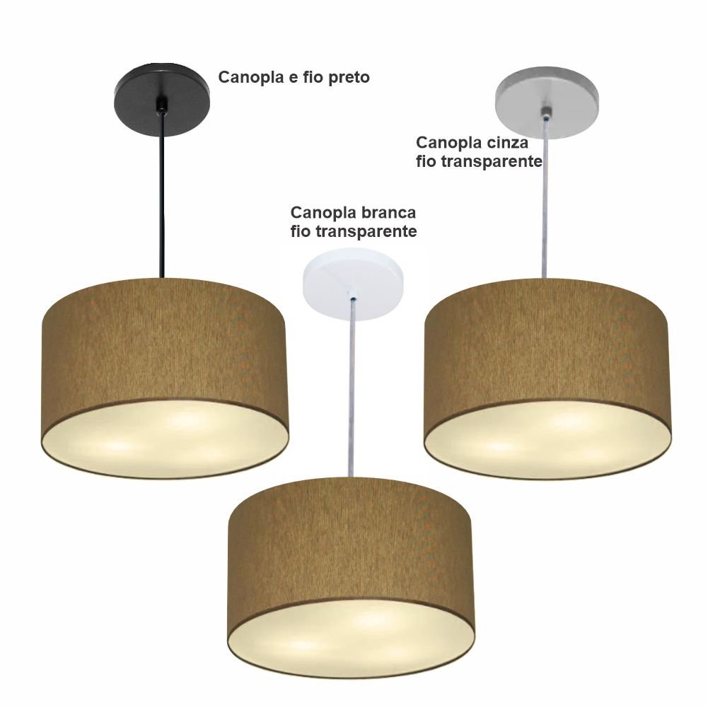 Pendente Cilíndrico Vivare Free Lux Md-4386 Cúpula em Tecido Lustres ...