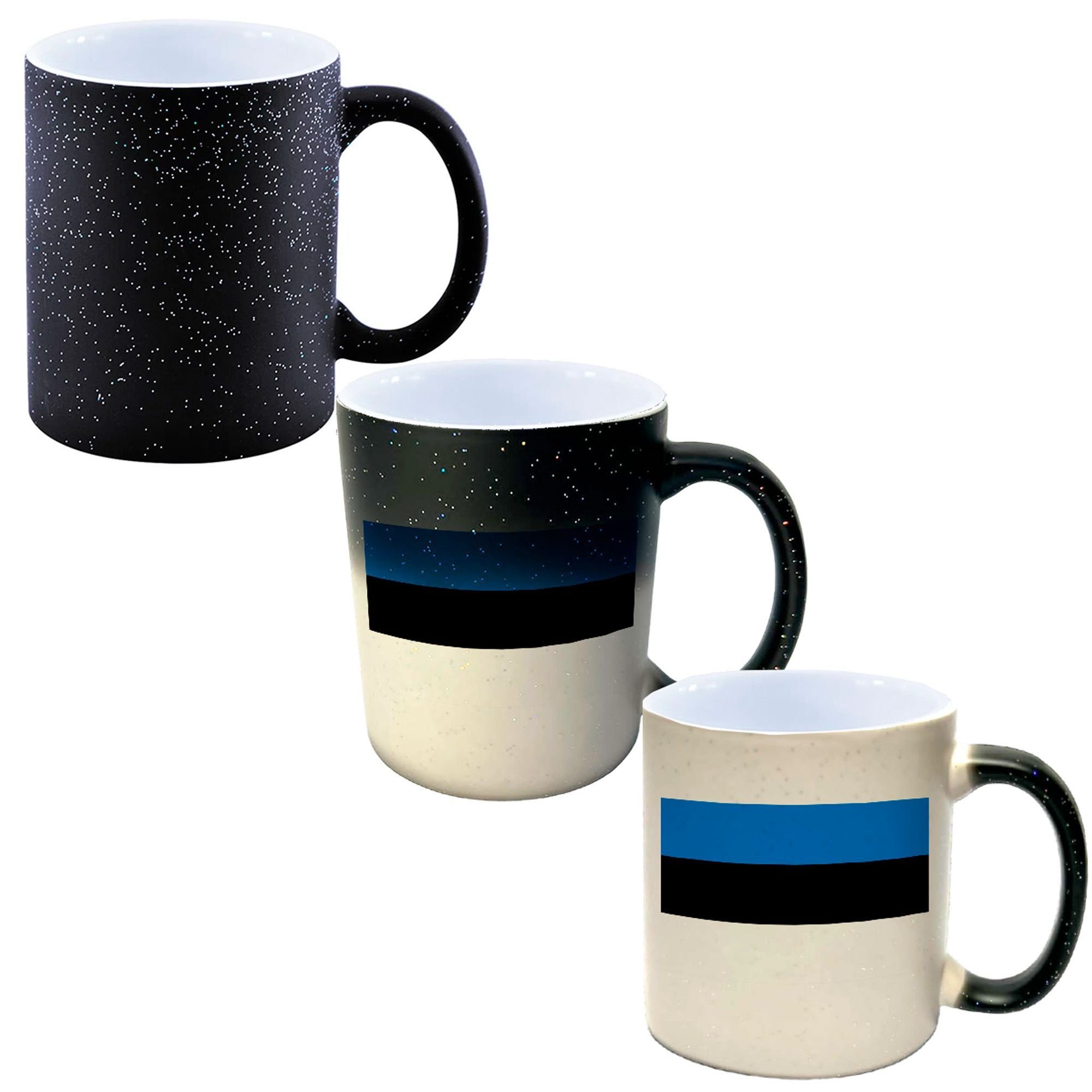 Caneca Mágica Glitter Muda de Cor Y2 Estônia Bandeira | MadeiraMadeira