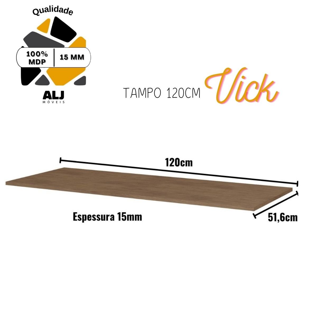 Tampo para Balcão 120cm MDP 15MM Vick Nogal | MadeiraMadeira