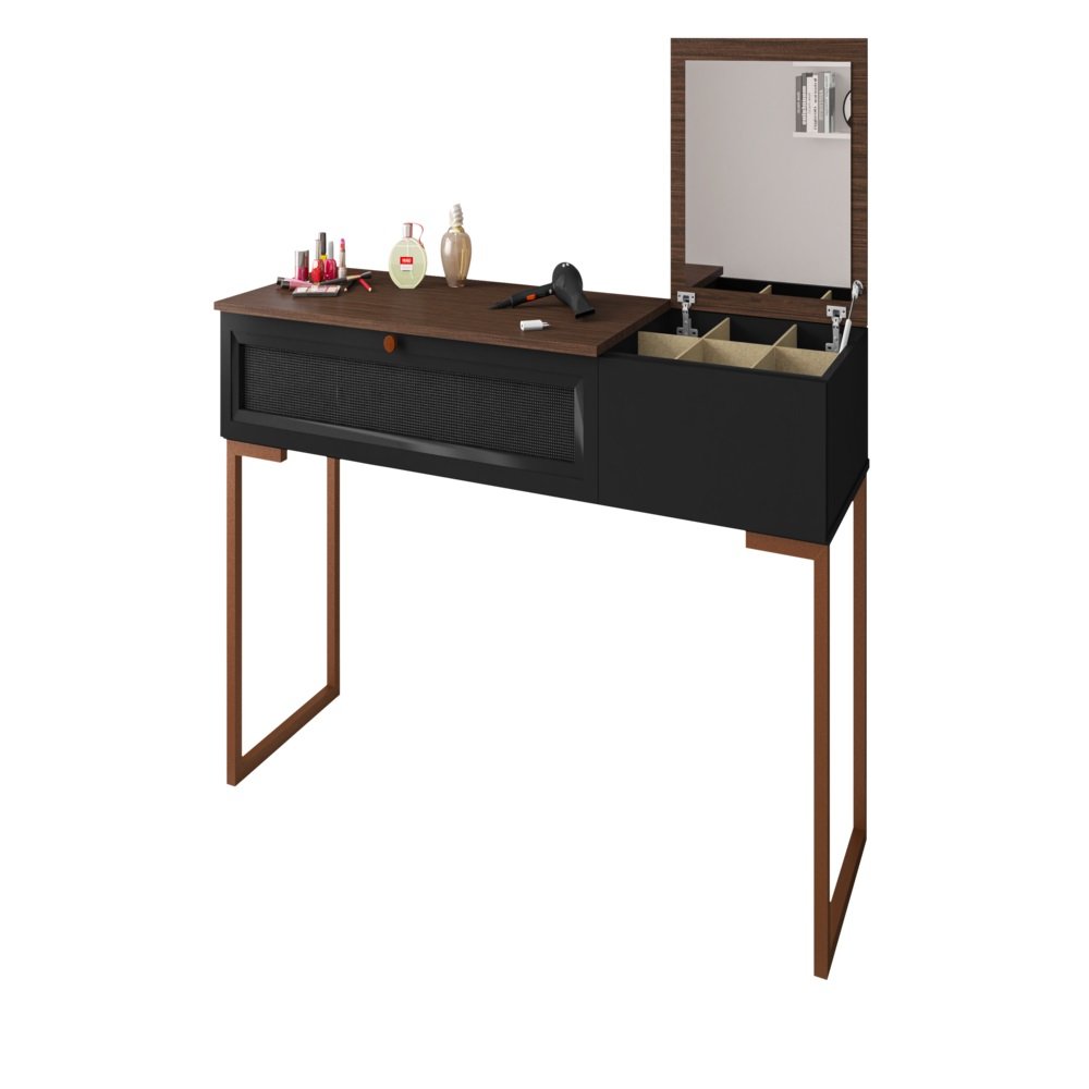 Penteadeira Maceió Preto Imbuia Cobre Banana Bit | MadeiraMadeira