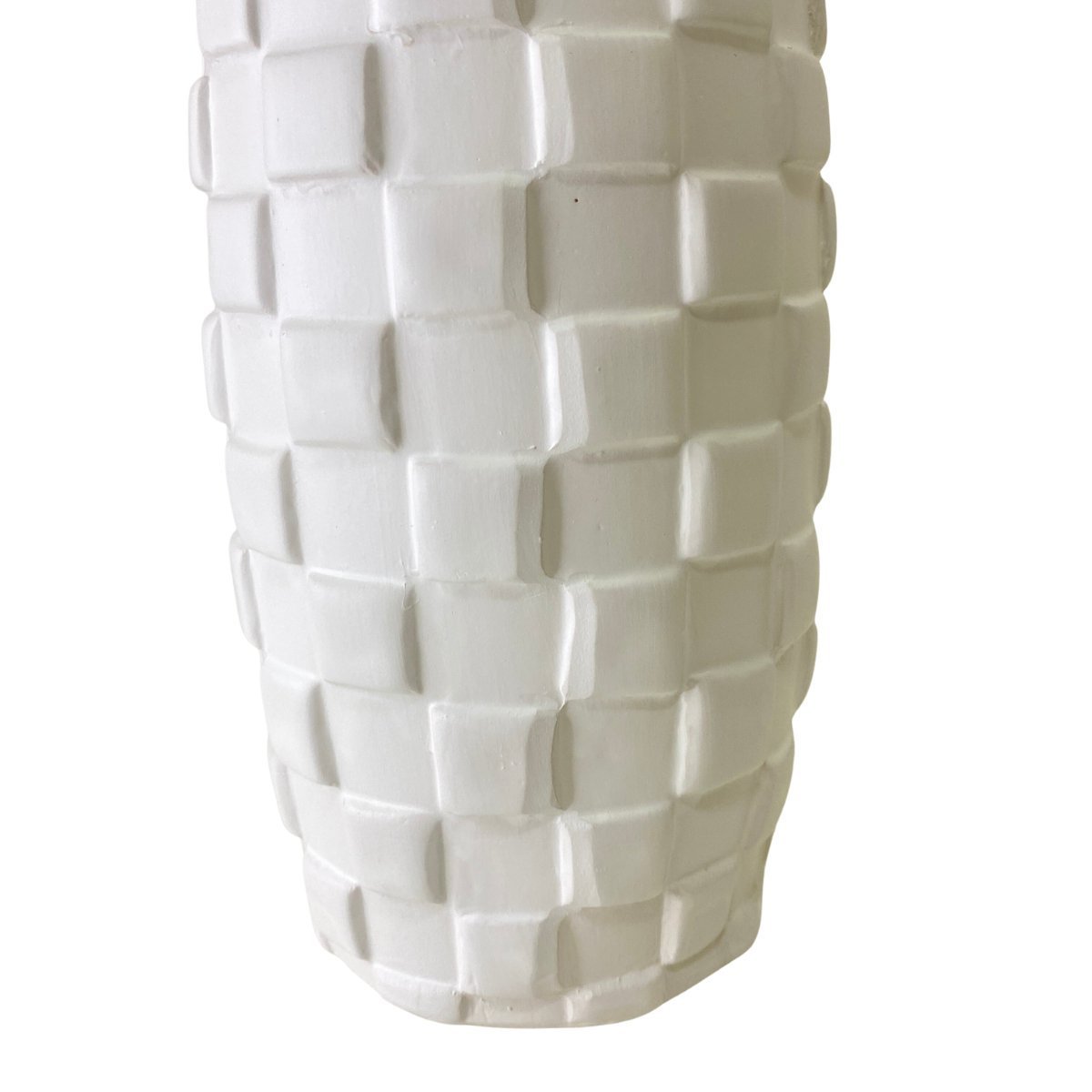 Vaso Cerâmica Decorativo Alto Quadrados Branco | MadeiraMadeira