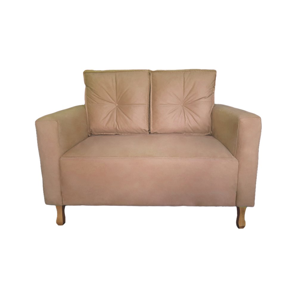 Sofá Davi 2 Lugares Suede Bege Rosado - Dominic Decor | MadeiraMadeira
