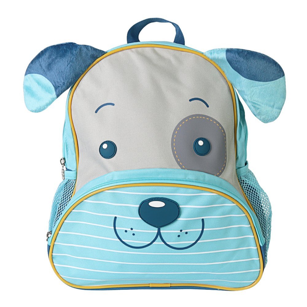 Mochila Infantil Cachorro Azul com Bolso Frontal e Alças | MadeiraMadeira