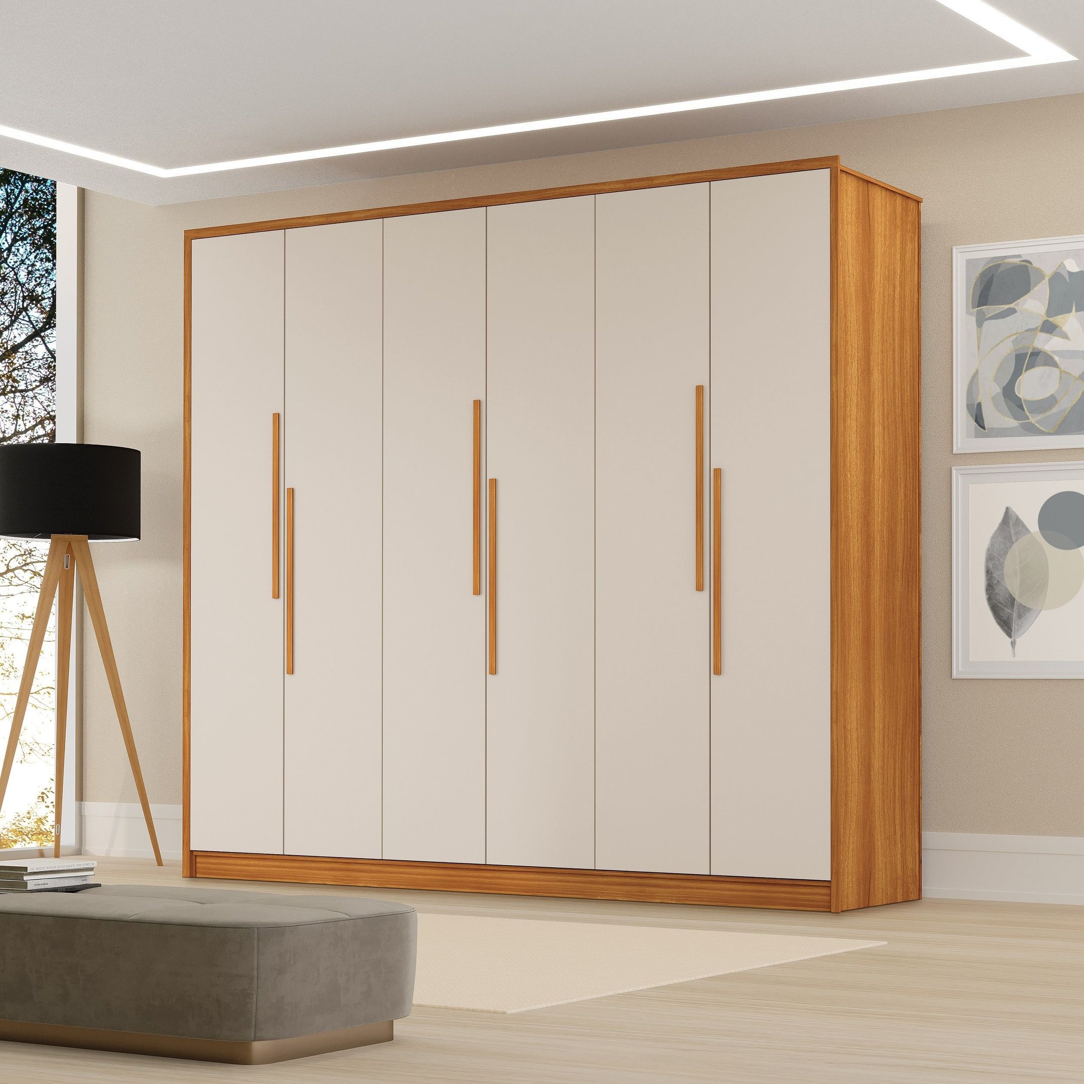 Guarda Roupa Casal Moderno Cordoba 100% Mdf C/ 6 Portas Corrediças ...