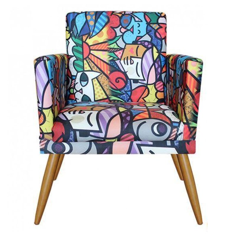 Poltrona Para Sala Decorativa Nina Pés Palito Suede Romero Brito Click Pol | MadeiraMadeira