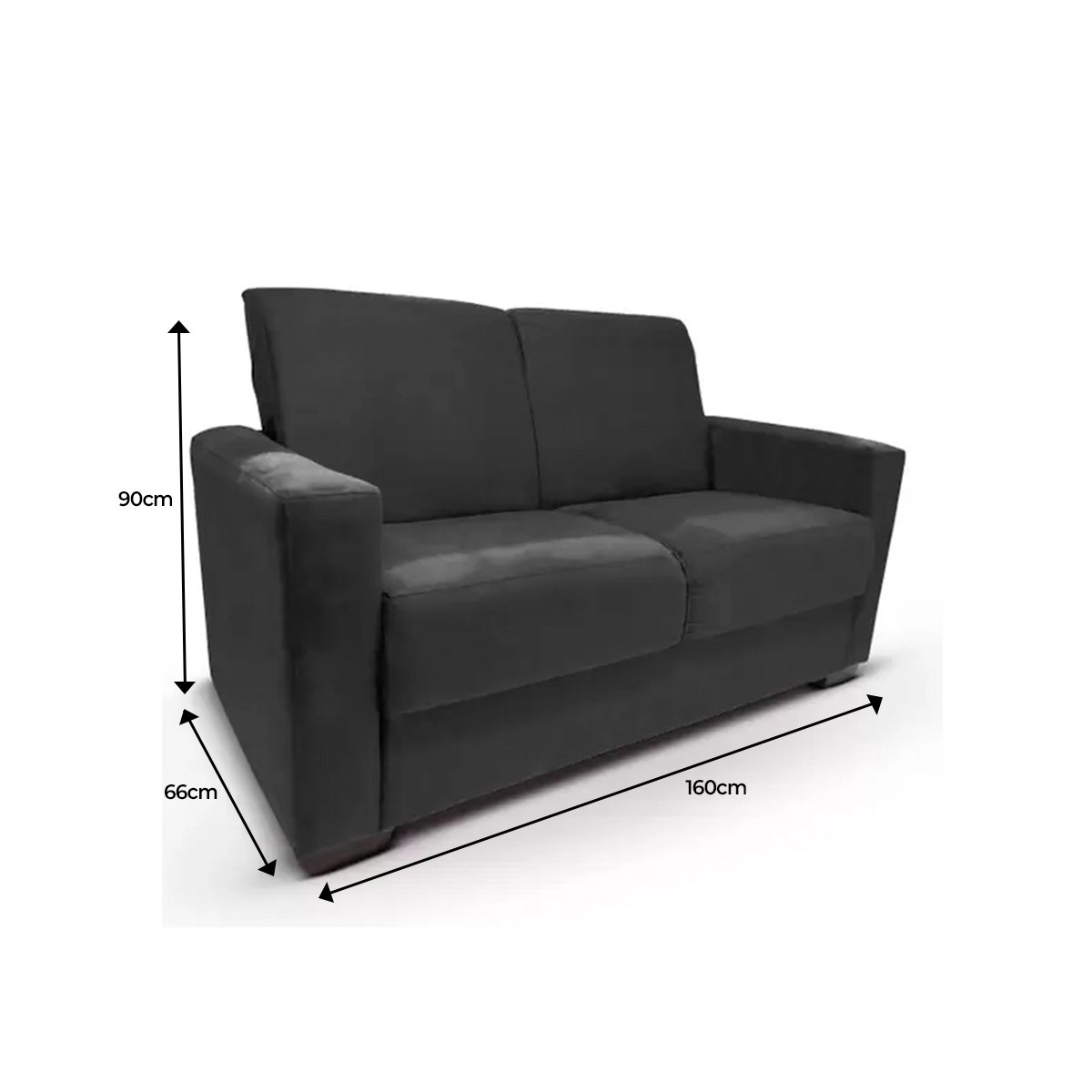 Sofá Pequeno 2 Lugares Confortável 1,60 Mts Preto Isabela Amo Móveis ...