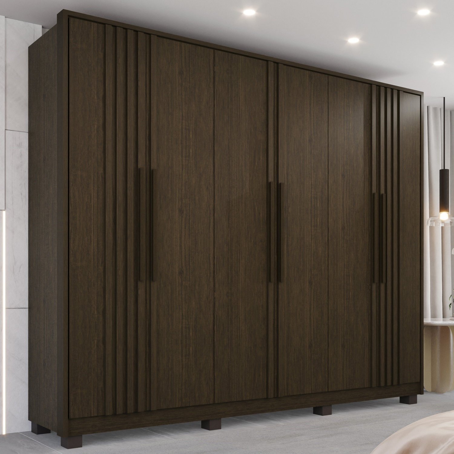 Guarda-roupa 6 Portas com Ripado 6 Gavetas Potenza | MadeiraMadeira