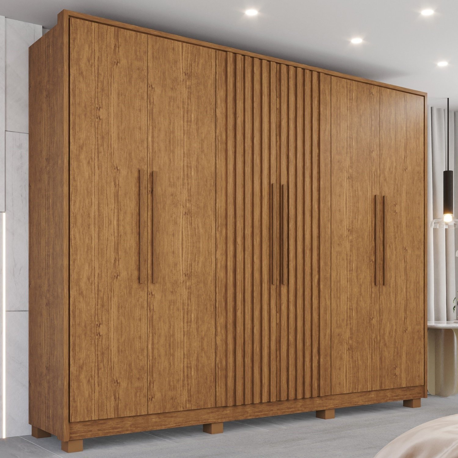 Guarda-roupa 6 Portas com Ripado 6 Gavetas Potenza | MadeiraMadeira