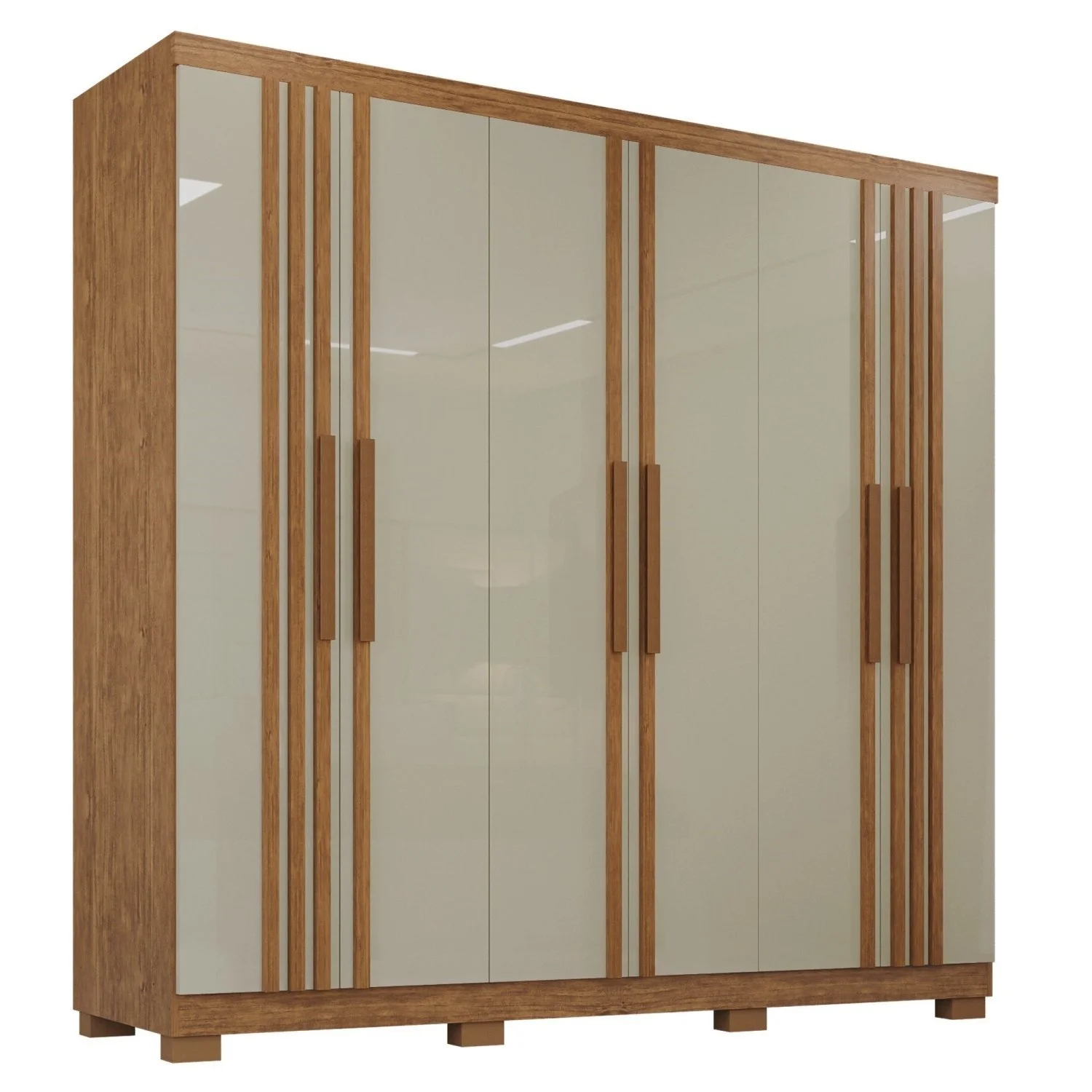 Guarda-roupa com Ripado 6 Portas 4 Gavetas Sevilha Prime | MadeiraMadeira