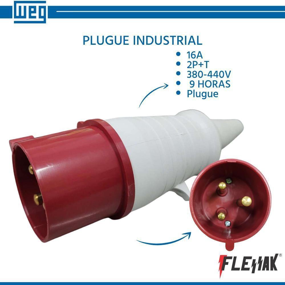 Plugue Industrial 16A 2P+T Verm 380V Sta Weg 14684571 | MadeiraMadeira