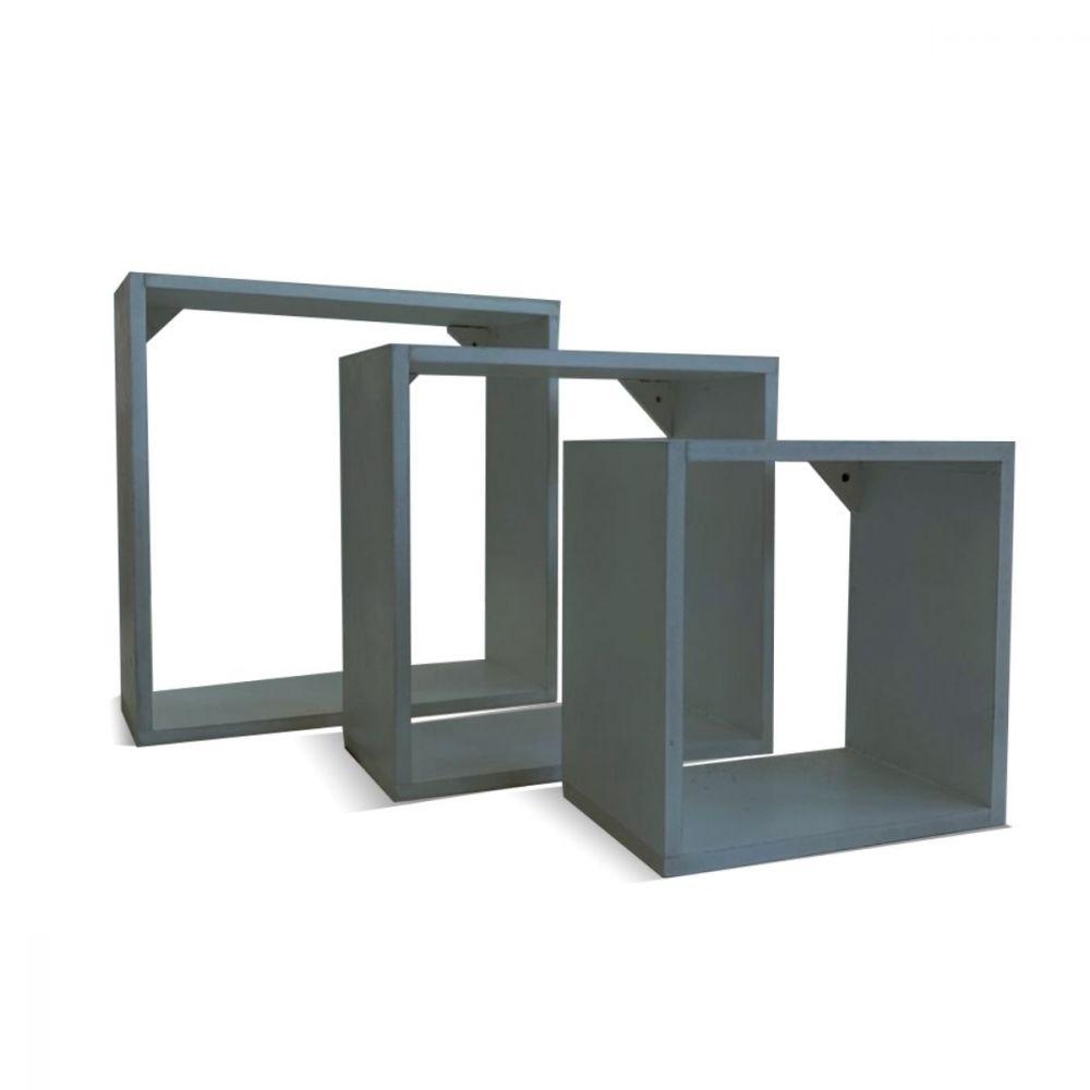 Nicho Quadrado Mdf Kit Trio 3 Peças Decoração Azul Claro | MadeiraMadeira