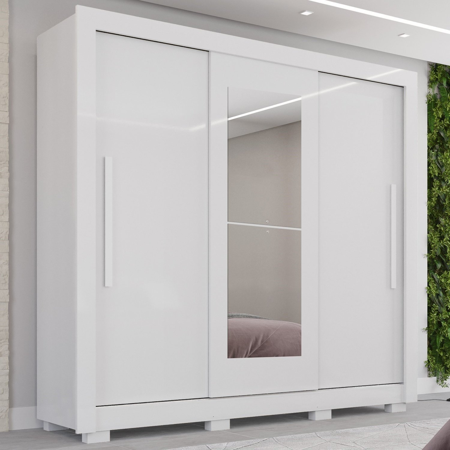 Guarda-roupa 3 Portas com Espelho 3 Gavetas Cannes Top | MadeiraMadeira