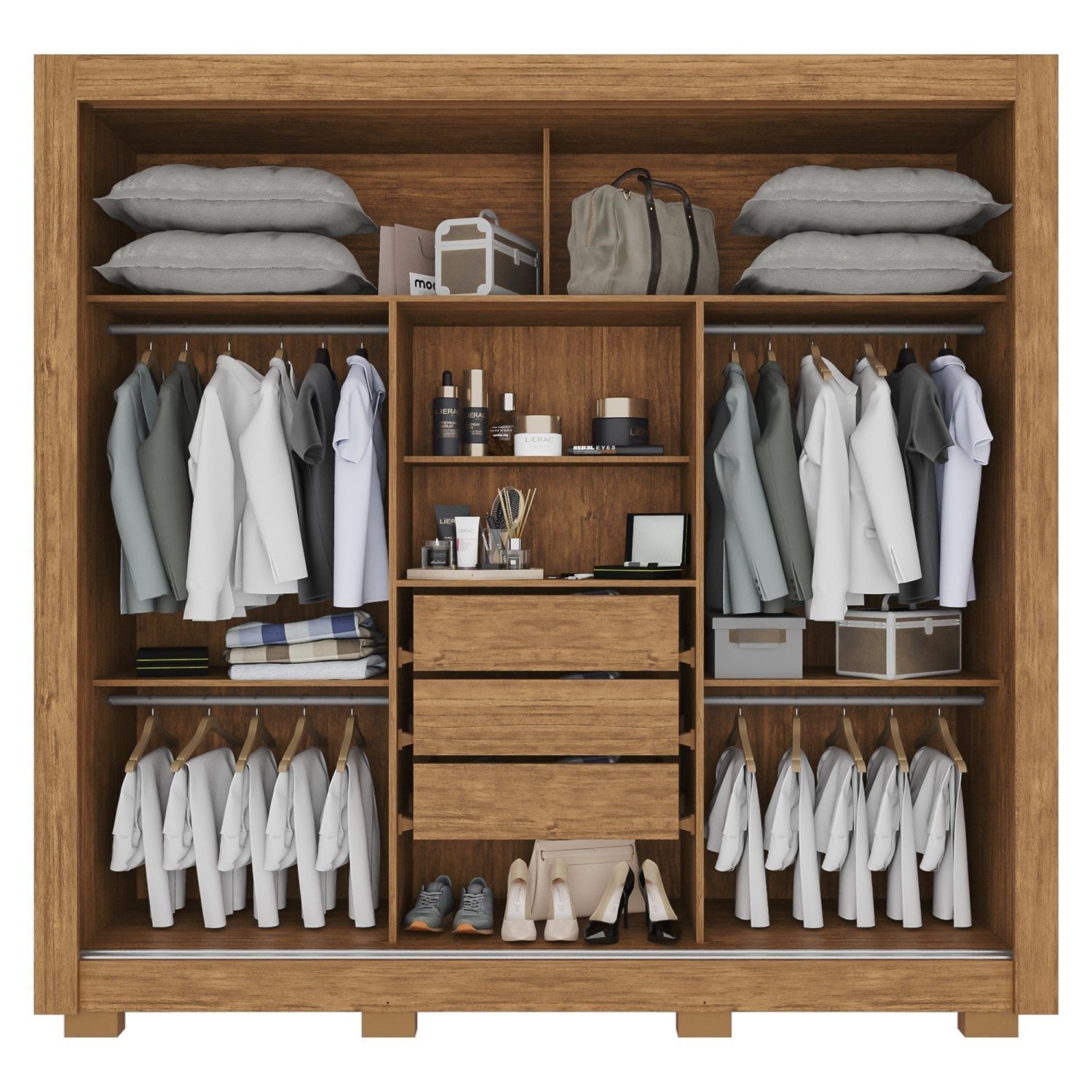 Guarda-roupa 3 Portas Ripado 3 Gavetas Cannes Top | MadeiraMadeira