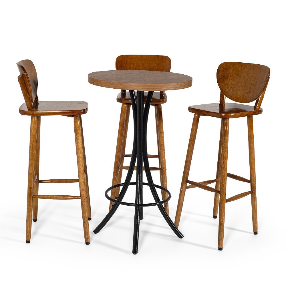 Mesa para Varanda Alta Redonda com 3 Lugares Imbuia | MadeiraMadeira