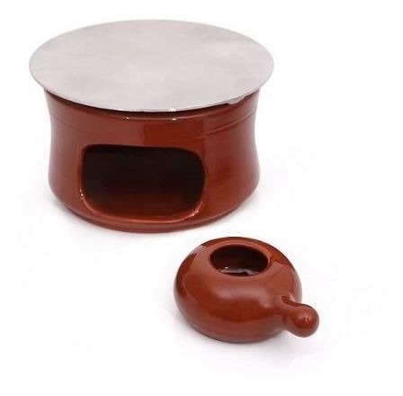 conjunto fogareiro e chapa para rechaud de barro 13x25cm - suporta ...