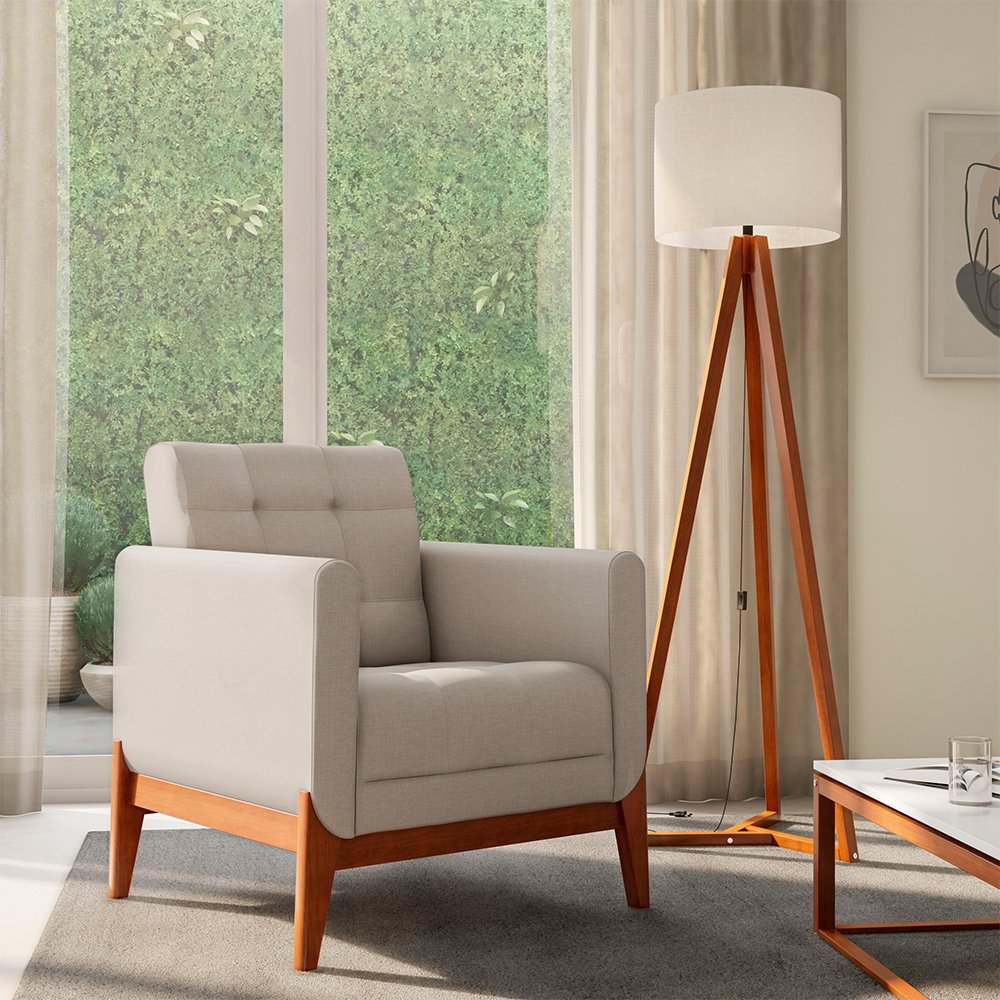 Poltrona Brooks Linho Areia | MadeiraMadeira