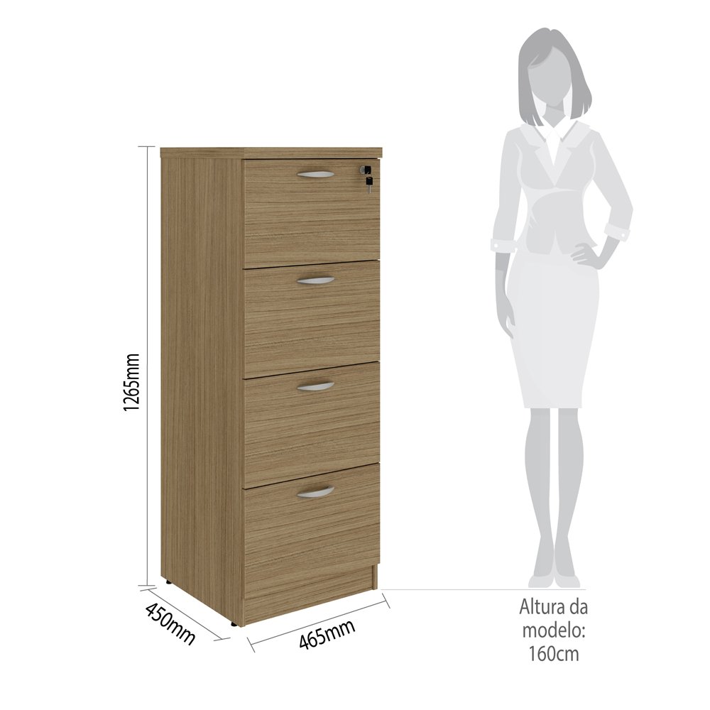 Armário Arquivo 4 pastas WebOffice 46,5cm Fresno | MadeiraMadeira