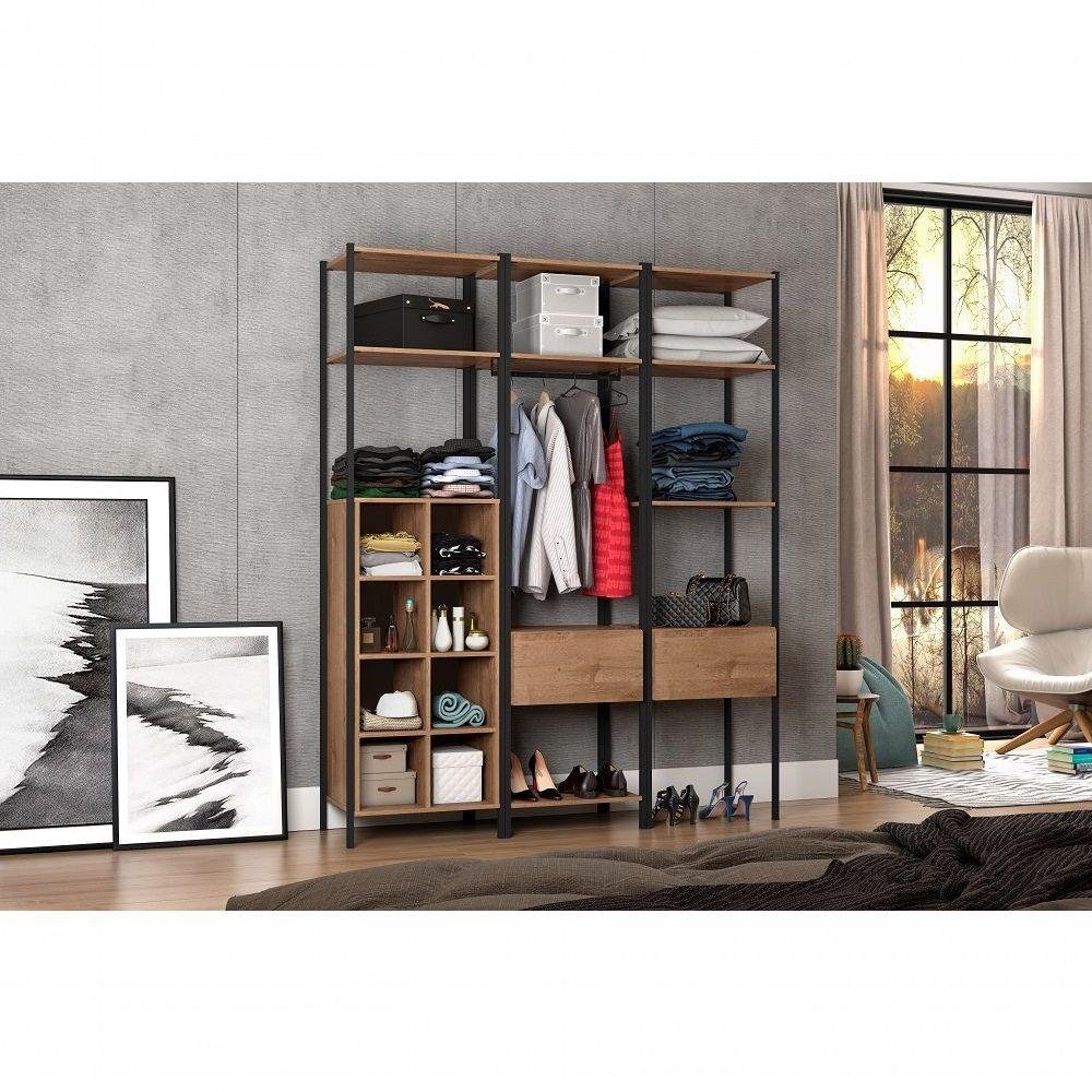 Guarda Roupa Closet Aberto 3 Módulos Multifuncional Preto | MadeiraMadeira