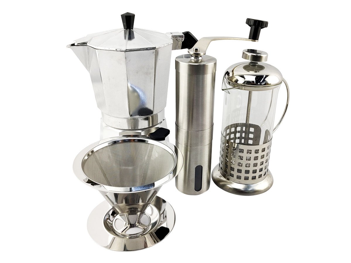Kit Cafeteira Prensa Francesa 600ML Quadrados + Cafeteira Italiana ...