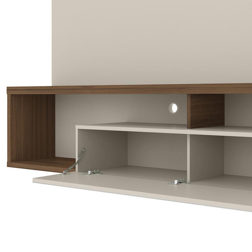 Painel TV Suspenso Off White Nogueira Línea Brasil | MadeiraMadeira