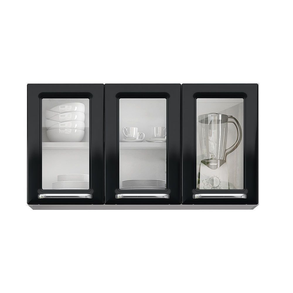 Armário Aéreo de Cozinha Itatiaia Luce 3 Portas com Vidro | MadeiraMadeira