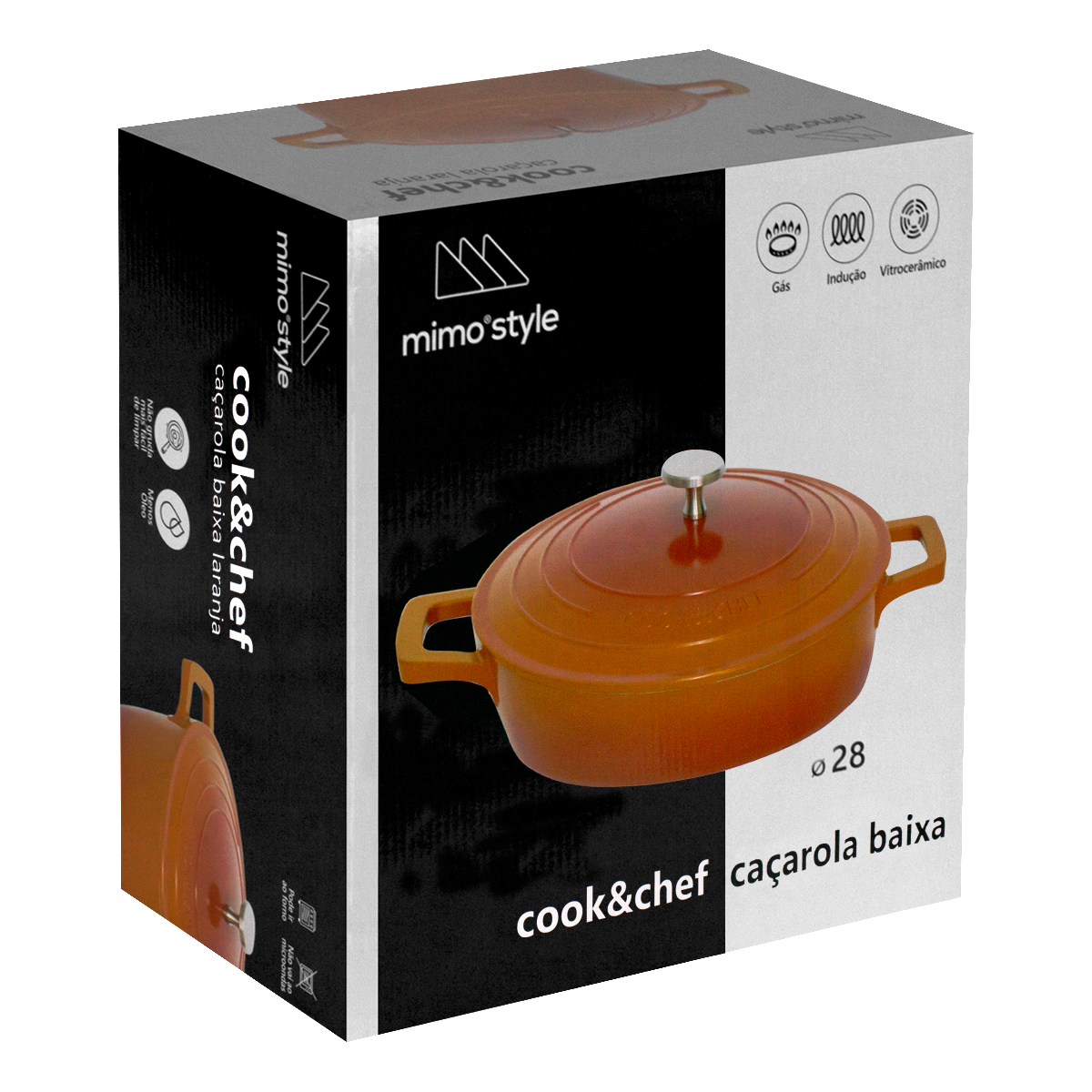 Caçarola Cerâmica Baixa Panela 28cm Antiaderente Fundo Triplo Indução ...