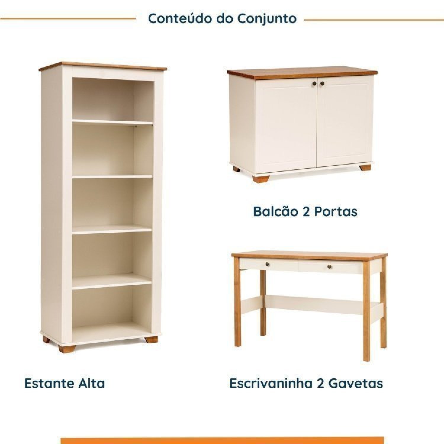Kit Home Office 1 Mesa 120cm 2 Gavetas 1 Estante 1 Armário 2 Portas ...