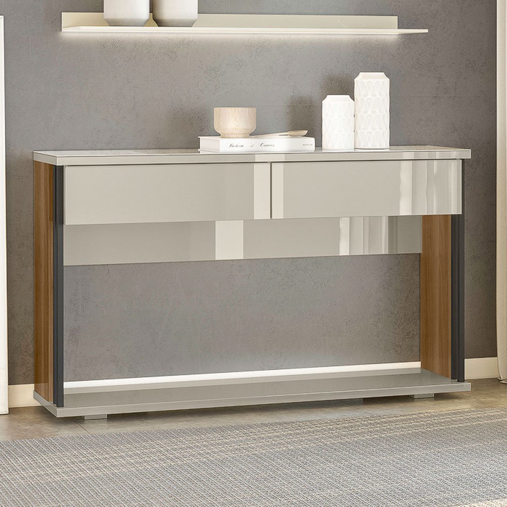 Aparador para Sala de Estar 2 Gavetas 136cm Luxe L06 Avelã/Off White ...