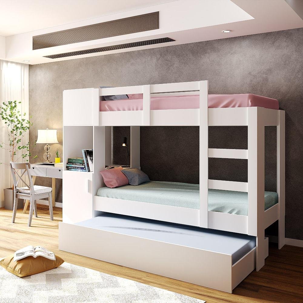 Treliche Juvenil Star Max com Baú e 1 Porta Branco - Casatema ...