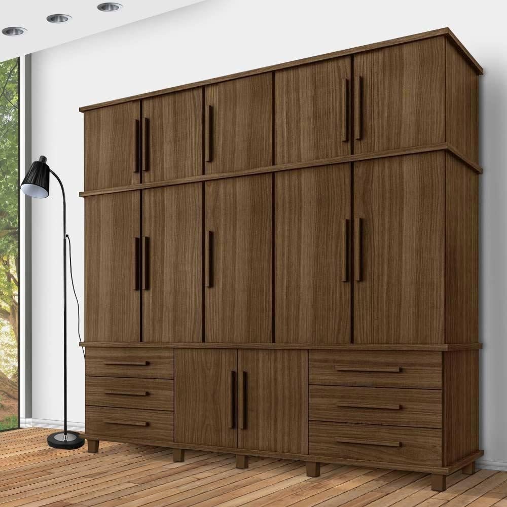 Guarda-Roupa 12 Portas 6 Gavetas Casal Grande Amêndoa Londres Luapa | MadeiraMadeira