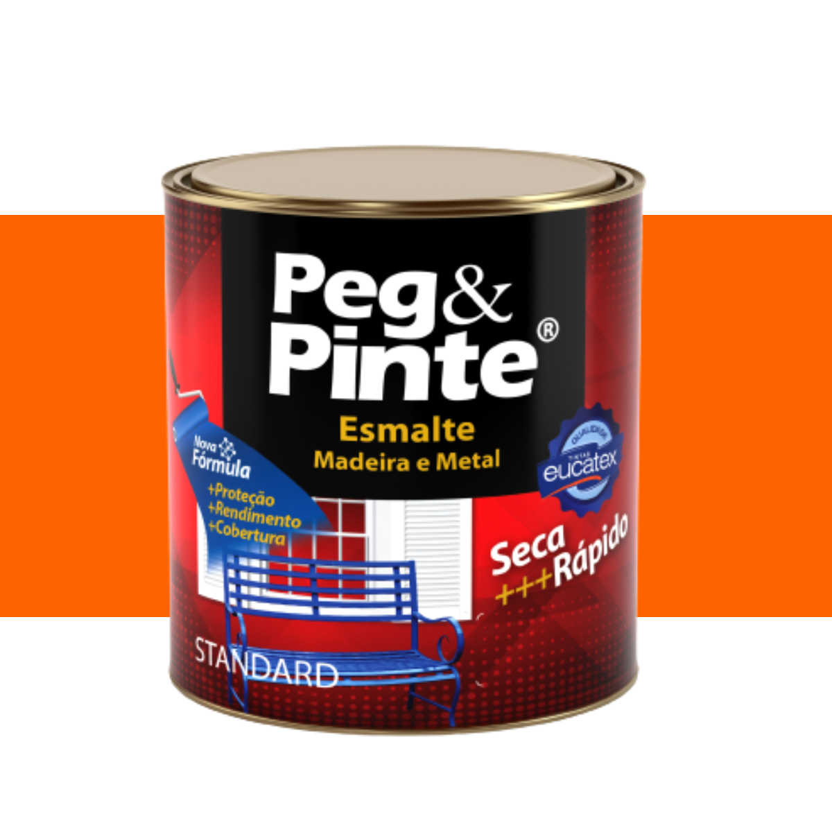 Tinta Esmalte Laranja Brilhante Peg & Pinte 900ml Eucatex | MadeiraMadeira