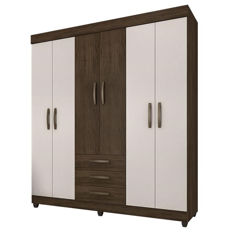 Guarda Roupa Casal Lion 6 Portas e 3 Gavetas Cacau/Off White - PR ...