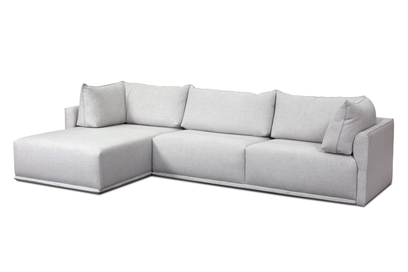 Sofa Loah com Chaise Long Living Estofado Cinza | MadeiraMadeira