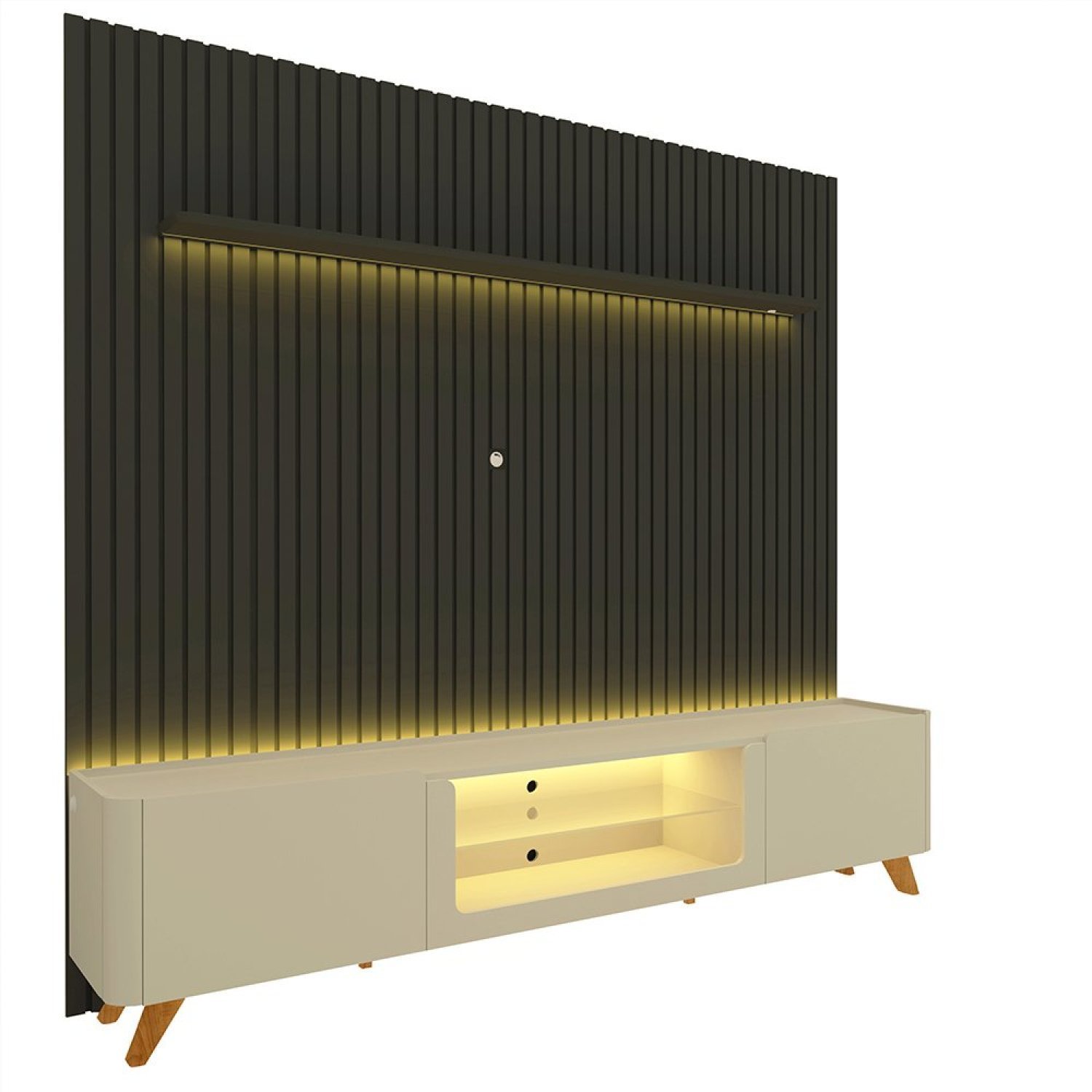 Rack com Painel Ripado para Tv até 85 Polegadas Led Pés Madeira 230cm Nobre/splendore Yescasa ...