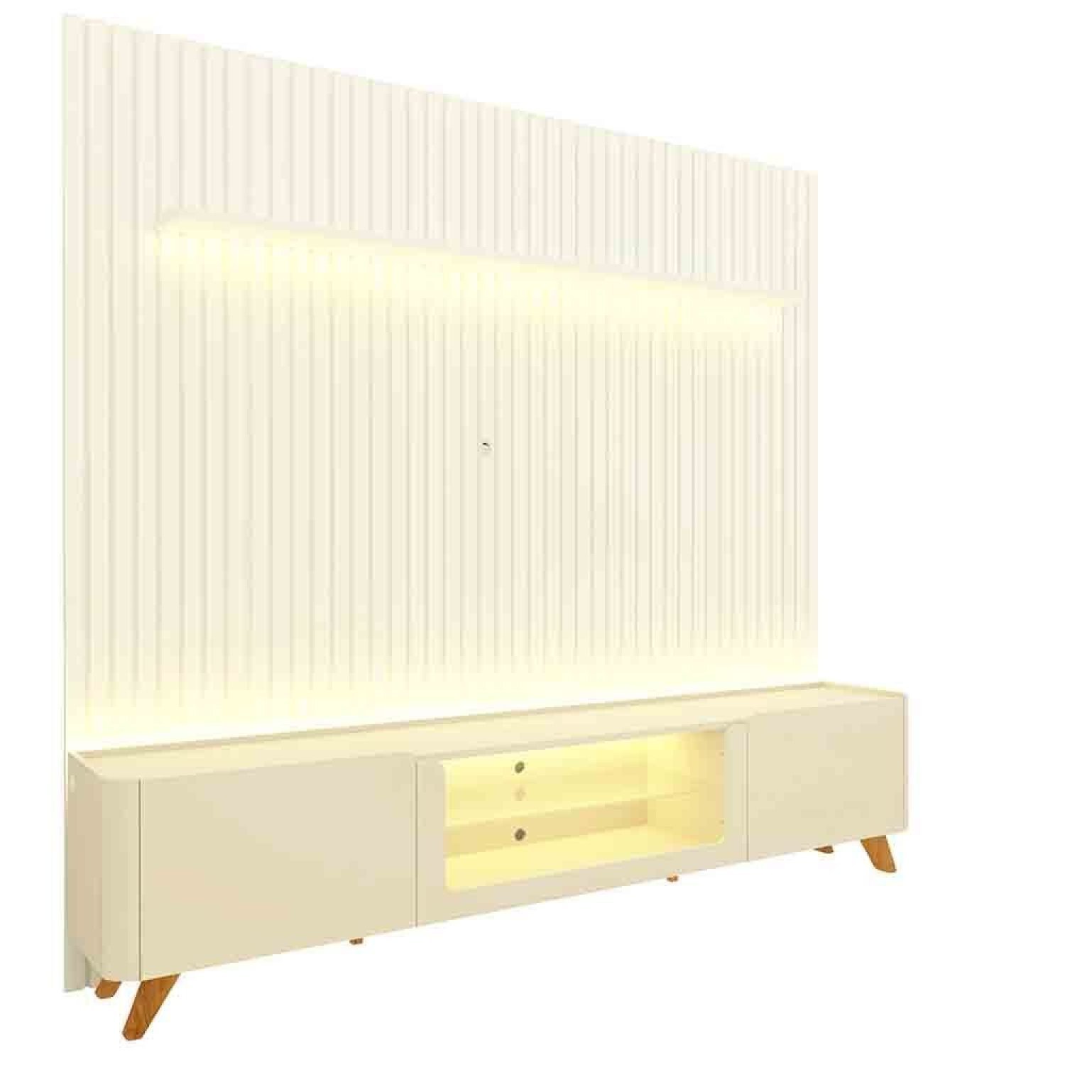 Rack com Painel Ripado para Tv até 85 Polegadas Led Pés Madeira 230cm Nobre/splendore Yescasa ...