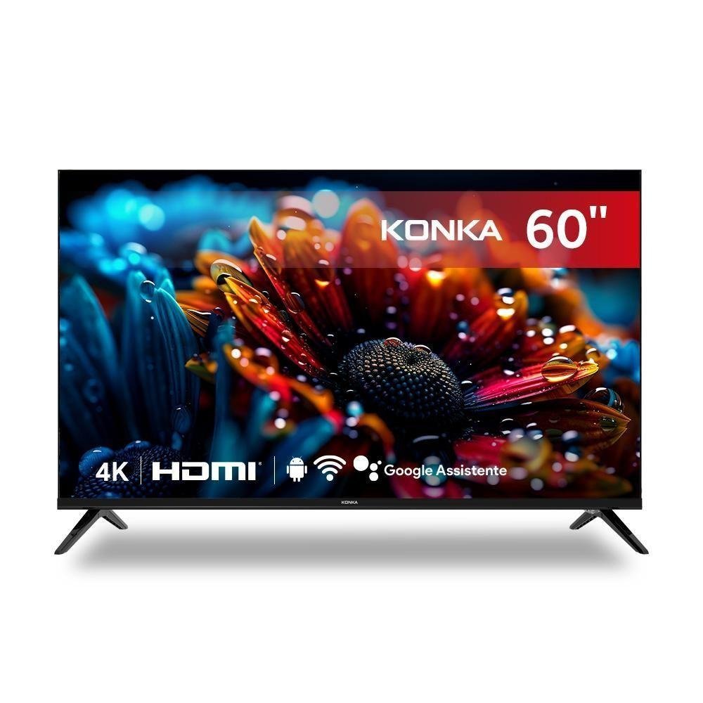 Smart Tv Konka Led 60" Uhd 4k, Design sem Bordas, Google Assistant e Android Tv com Bluetooth ...