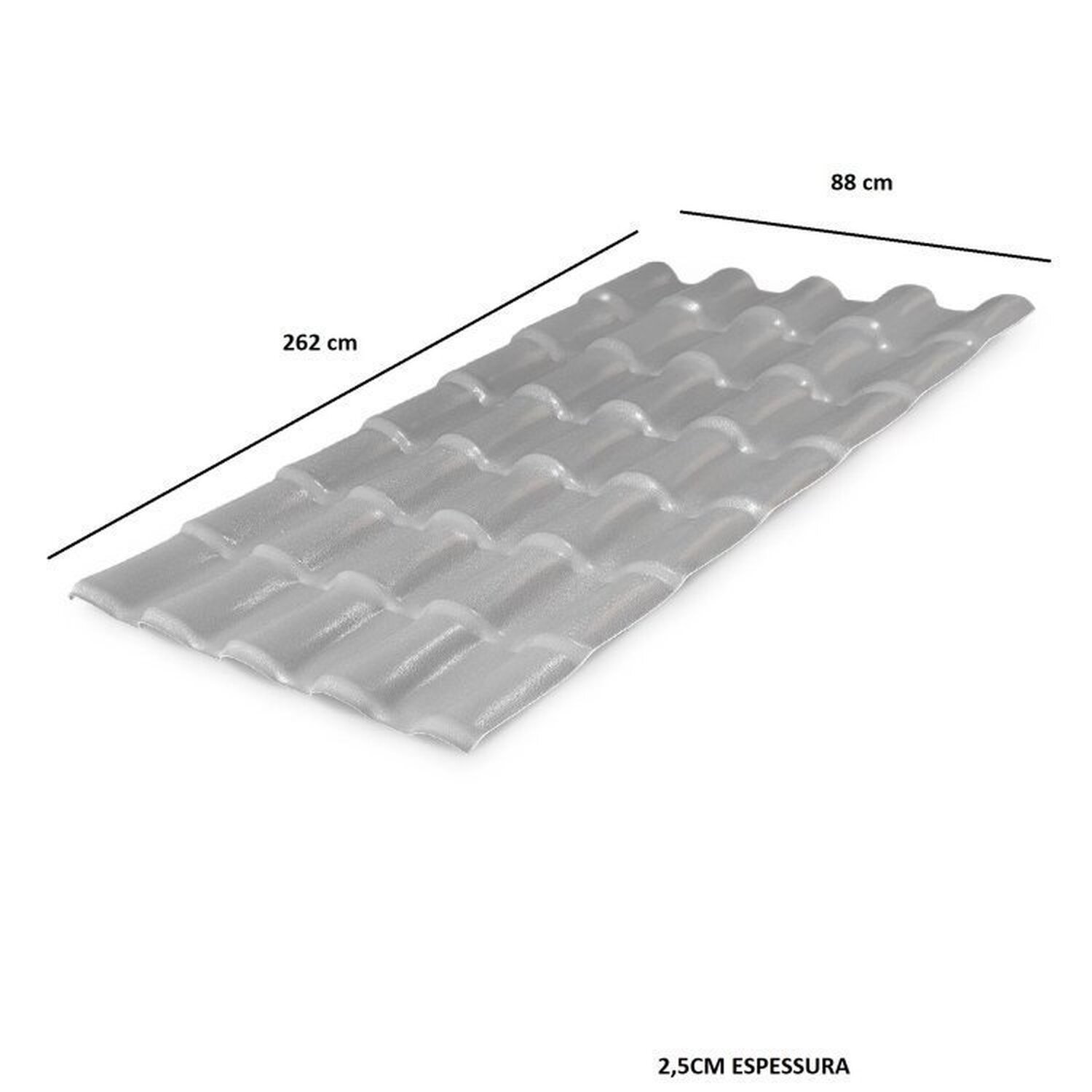 Kit com 5 Telhas Pvc Colonial 88x262cm Lux Telhas | MadeiraMadeira