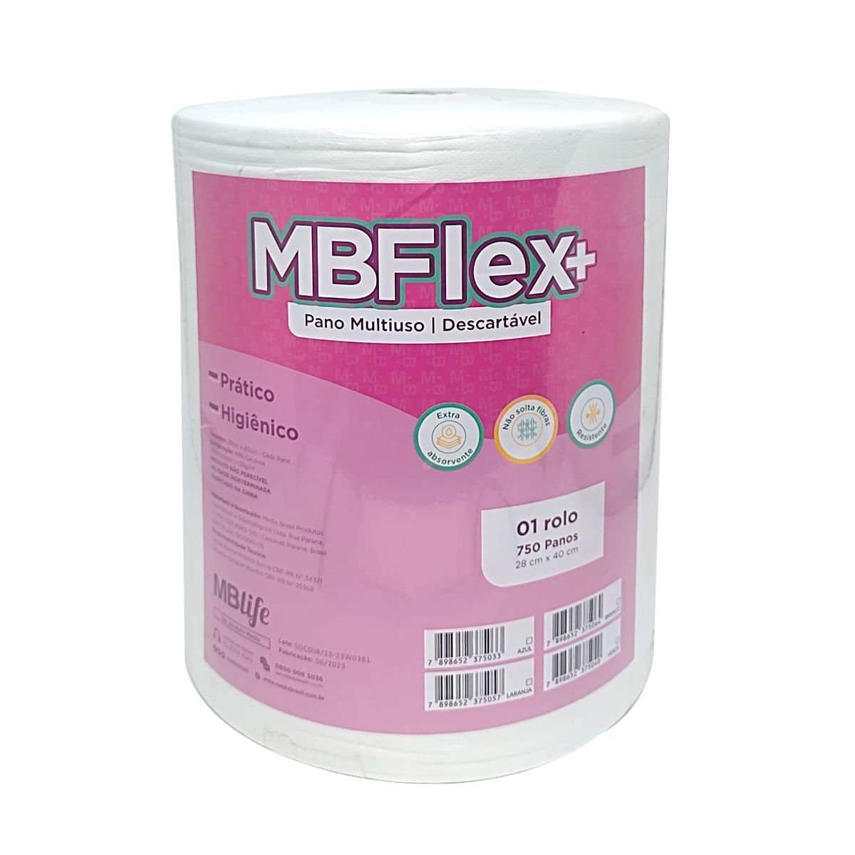 Pano Multiuso Rolo Branco 28x40cm Mbflex+ | 750 Panos Pano Multiuso 35g ...