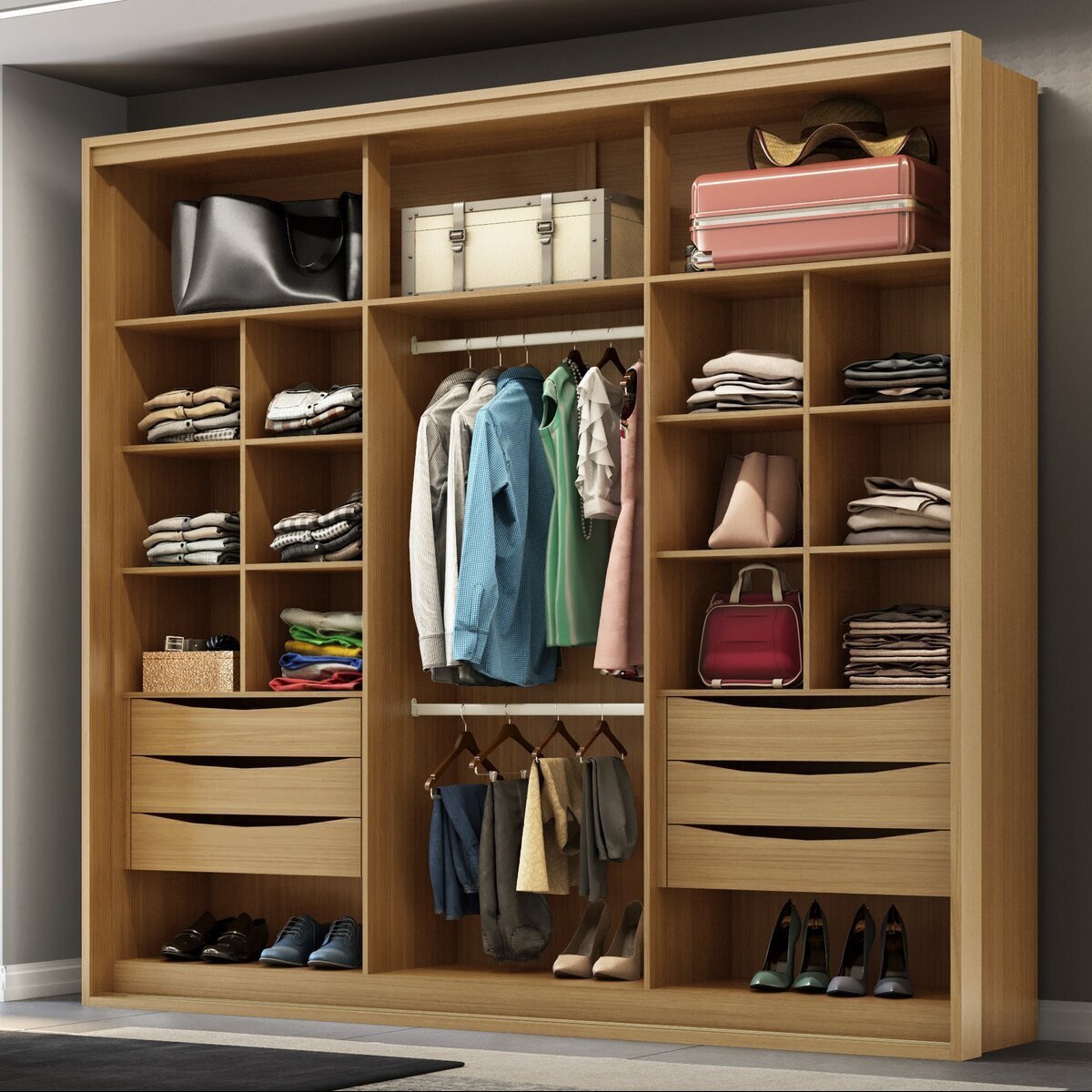 Guarda Roupa Casal 2 Portas Mdf Ripado com Espelho Imperium Belmax ...