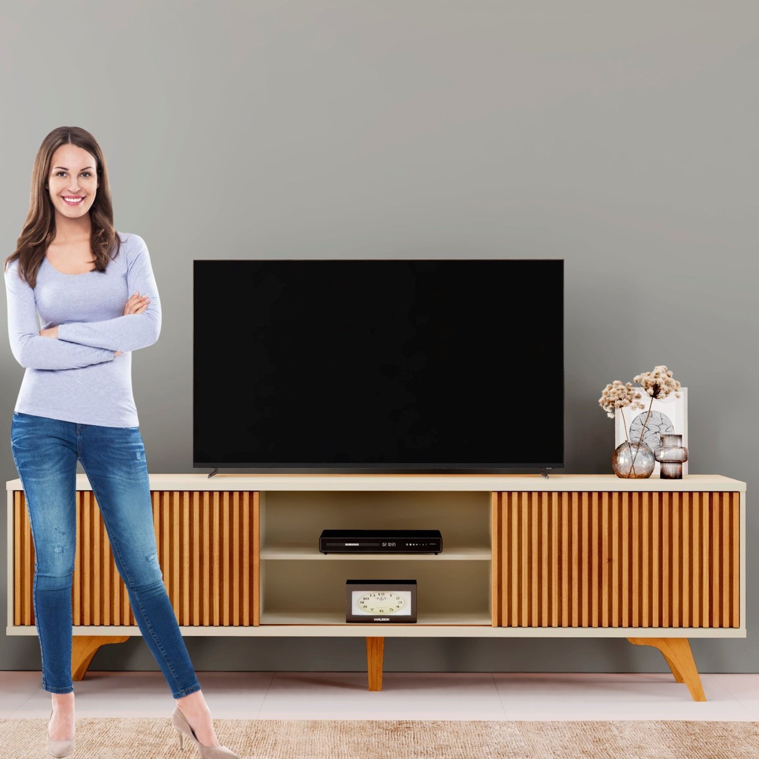 Rack para Tv até 75 Polegadas 2 Portas de Correr 180cm Gaia | MadeiraMadeira