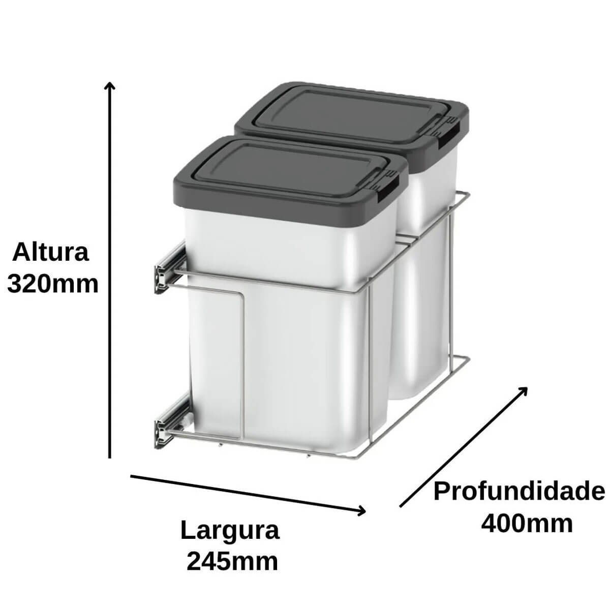 Lixeira Dupla para Cozinha Suprema Corrediça Deslizante Lateral 9 ...