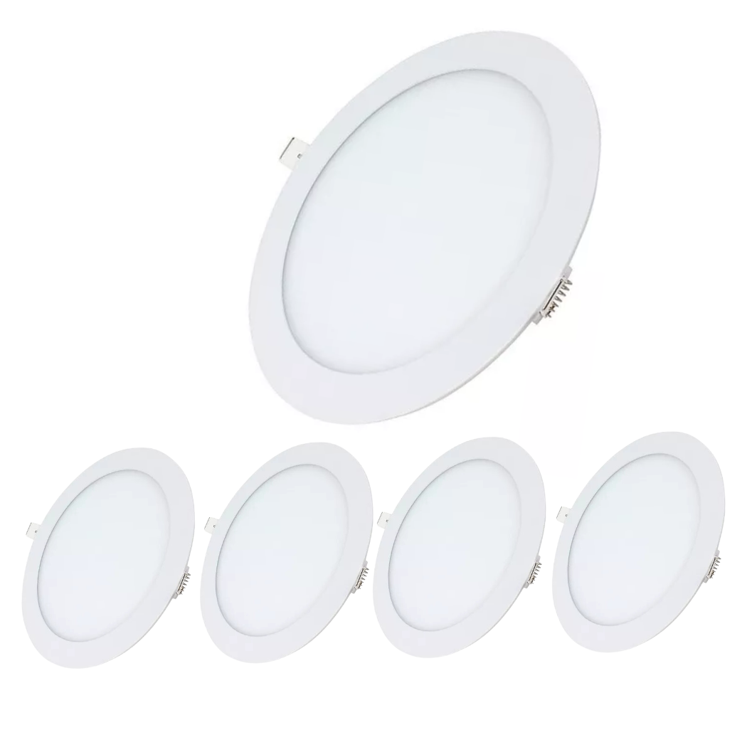 Kit 5 Plafon de Led Embutir Redondo 18 W Bivolt 127/220v Luz Cor da Luz ...
