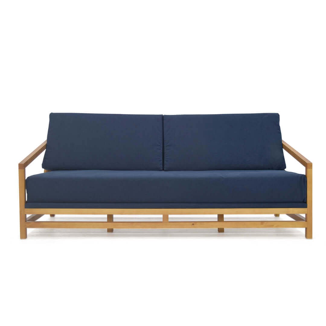 Sofá de Madeira Maciça 3 Lugares Lexo Linho Azul Marinho - Iaza Moveis ...