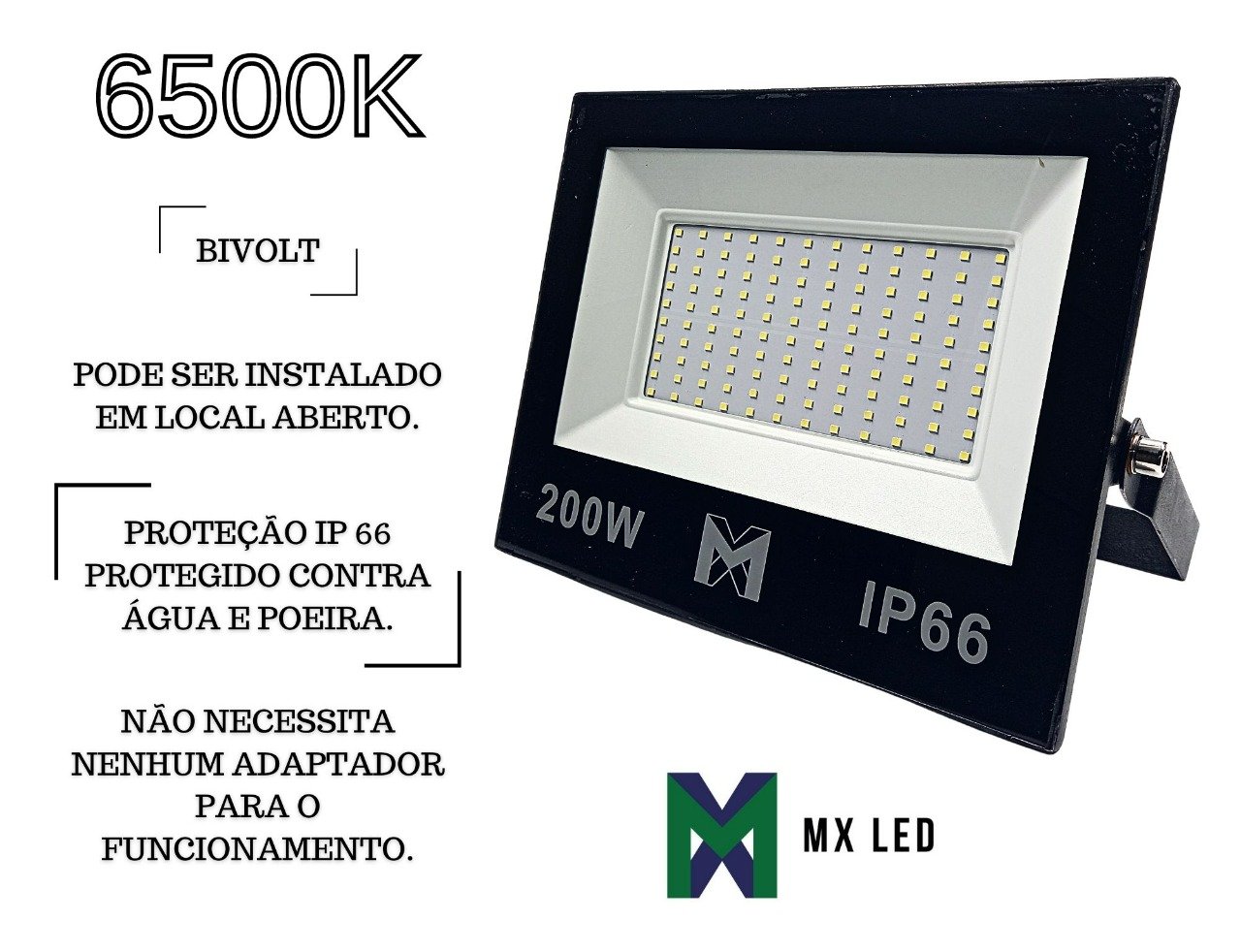Kit 2 Refletor Led 200w Bivolt Branco Frio 6500k Maxxy Led | MadeiraMadeira