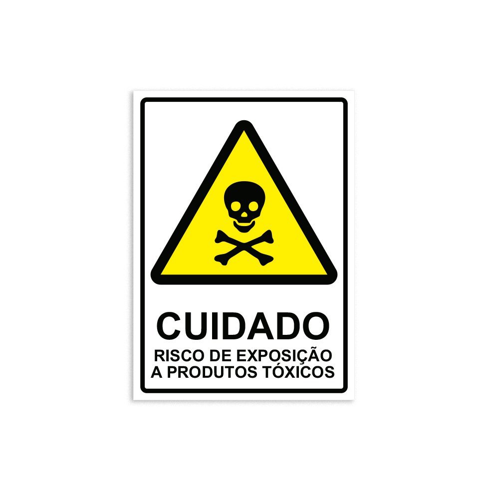 Placa de Sinalização Cuidado Risco Exposição Produtos Tóxico ...