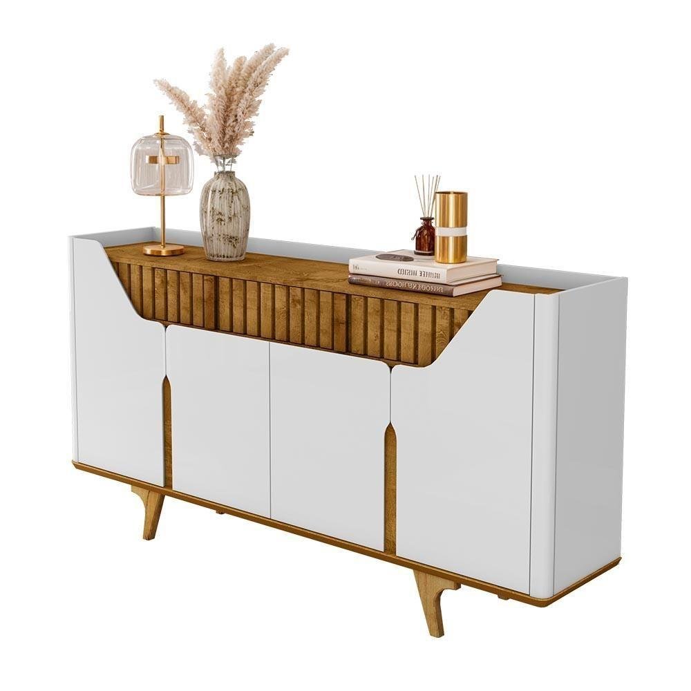 Aparador Buffet 2 Gavetas Ripadas 4 Portas Branco Naturalle Danile Shop ...